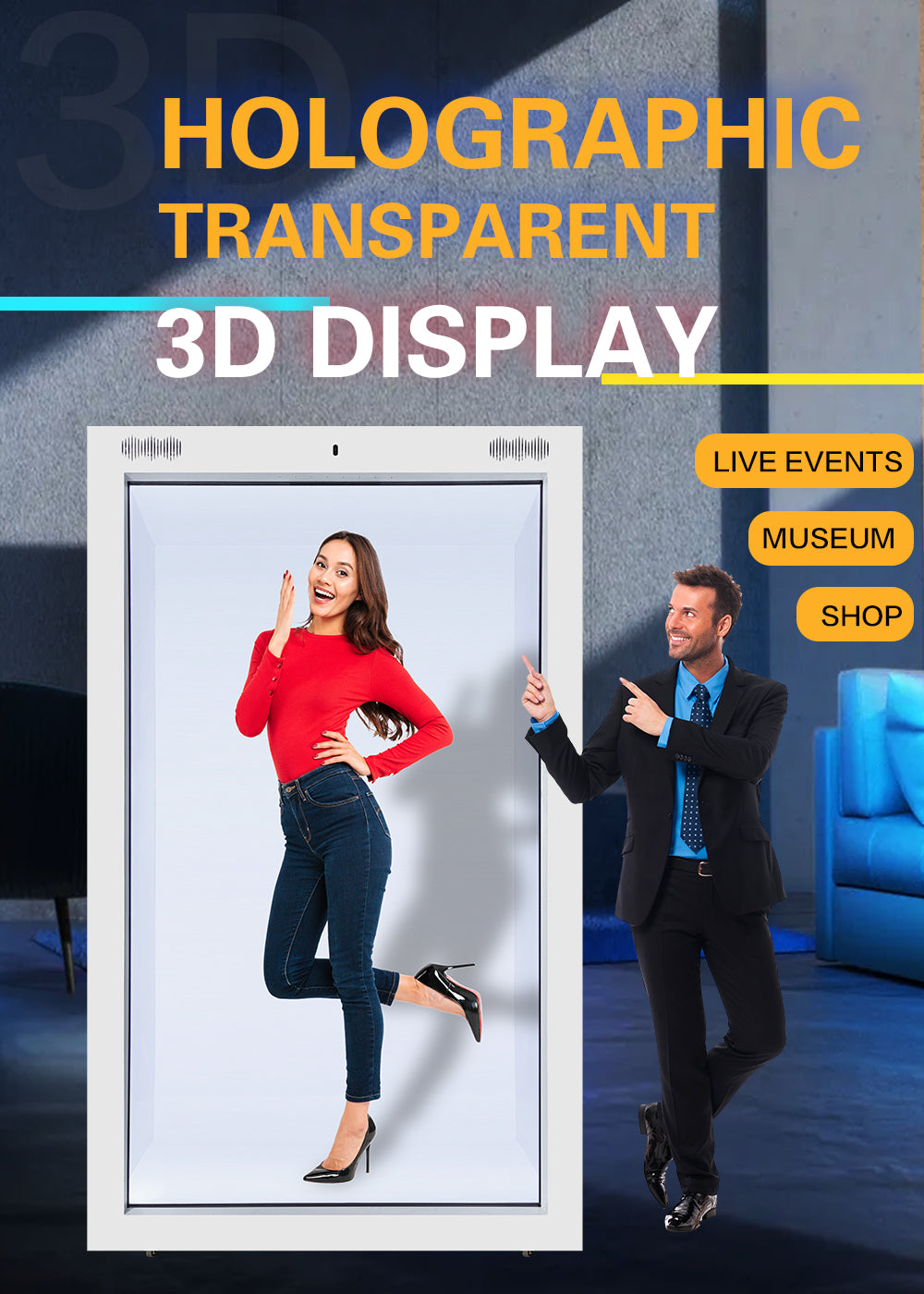 Leangle Digital Signage Touch Advertising Screen Holographic Display